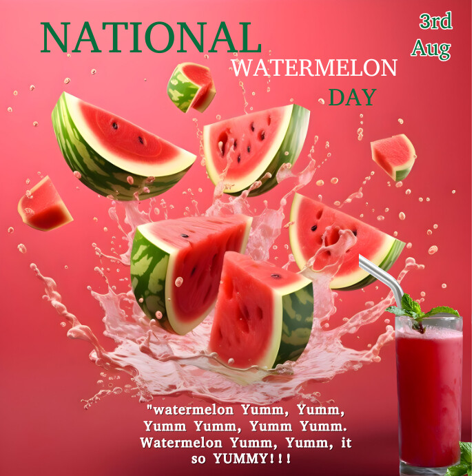 Red Maximalist National Watermelon Day Insta Template | PosterMyWall