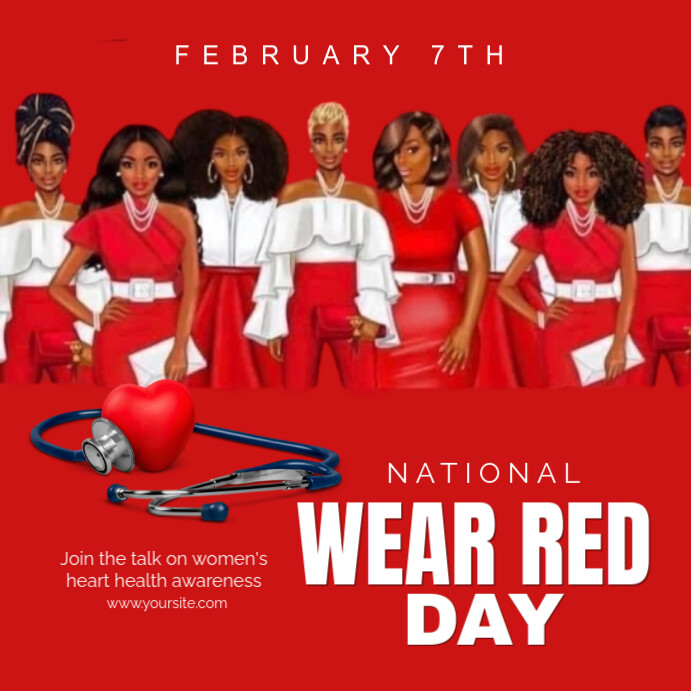 Red Maximalist National Wear Red Day Instagram Post Template | PosterMyWall