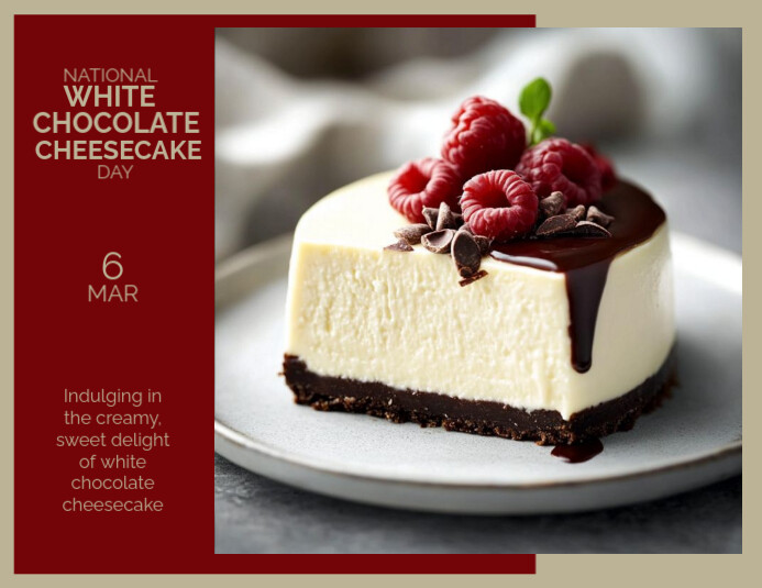 Red Maximalist National White Chocolate Cheesecake Day Flyer (us Letter ...