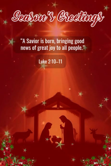 Red Maximalist Nativity Poster Template | PosterMyWall