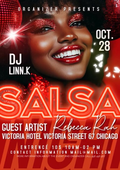 Red Maximalist Neon Red A4 Template | PosterMyWall