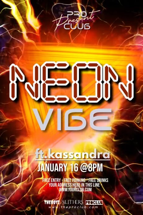 Red Maximalist Neon Vibe Party Poster Template | PosterMyWall