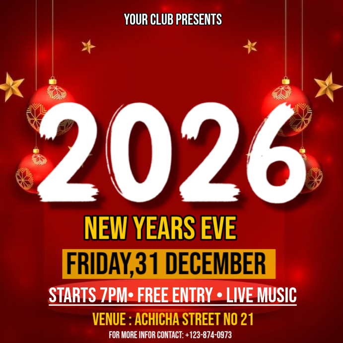 Red Maximalist New Year’s Eve 2026 Party Flyer Instagram Post Template ...