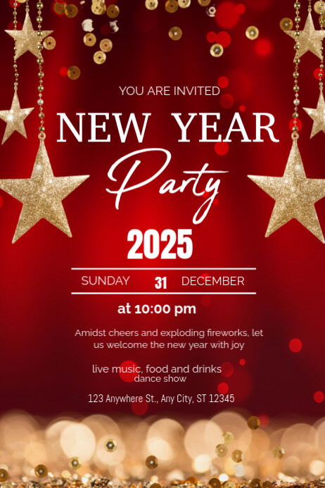 Copy of Red Maximalist New Year Party Poster | PosterMyWall