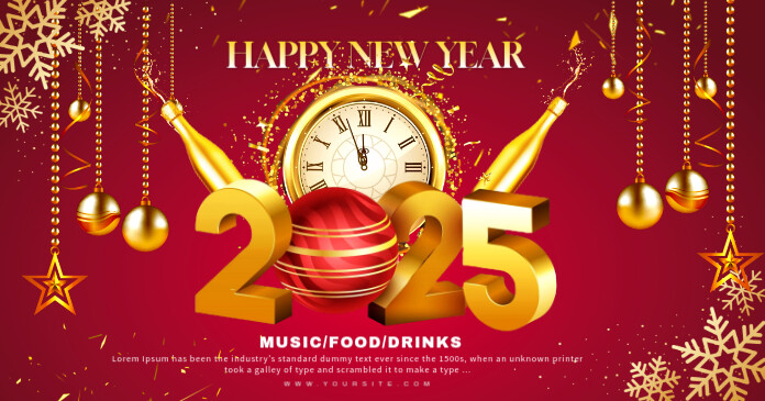 Copy of Red Maximalist New Year Template, New Year Banner, New Year ...