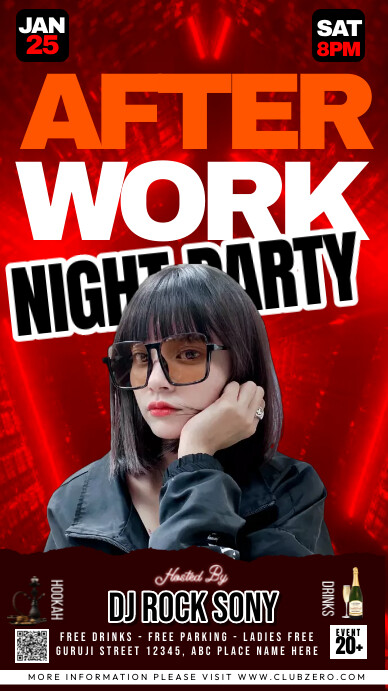 Red Maximalist Night Club Bar Party Flyer Ins Template | PosterMyWall