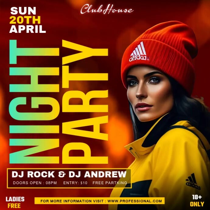 Red Maximalist Night Party Instagram Post Template | PosterMyWall