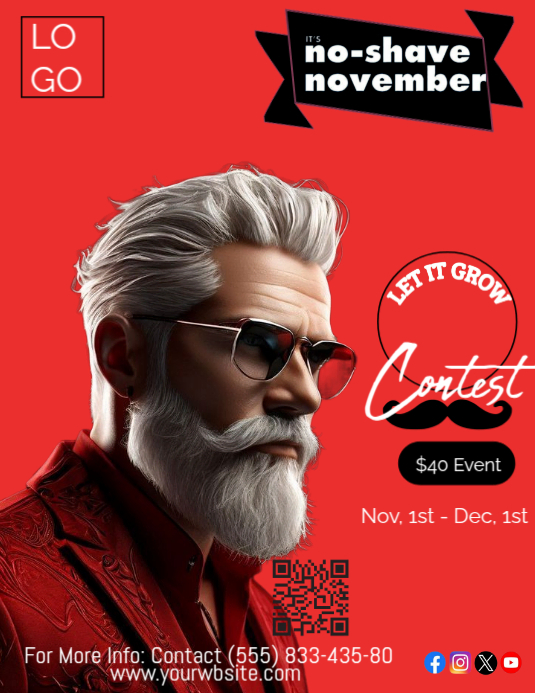 Red Maximalist No-shave November Contest Flyer (us Letter) Template ...