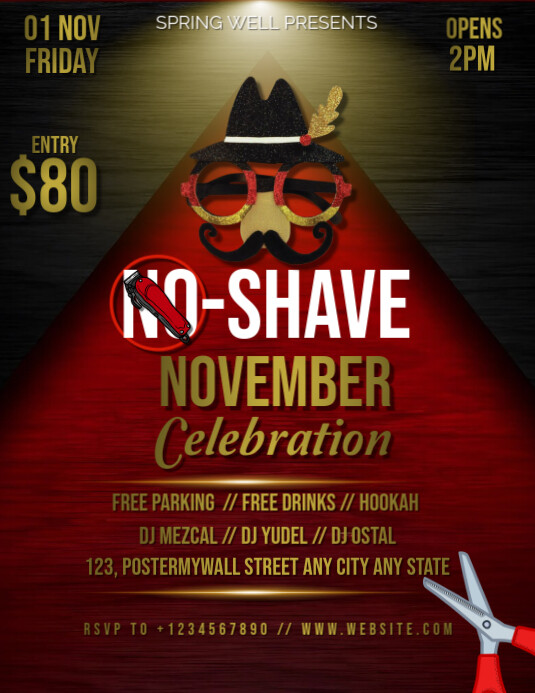 Copy of Red Maximalist No Shave November Flyer (us Letter) | PosterMyWall