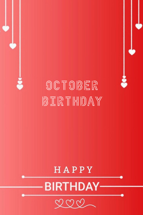 Red Maximalist October Birthdays Banner 4' × Template | PosterMyWall