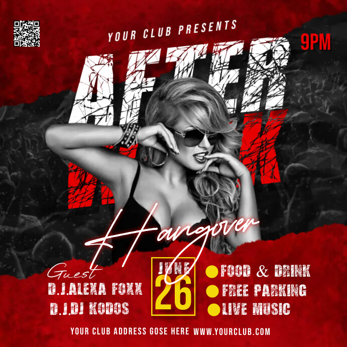 Red Maximalist Party Flyer Instagram Post Template | PosterMyWall