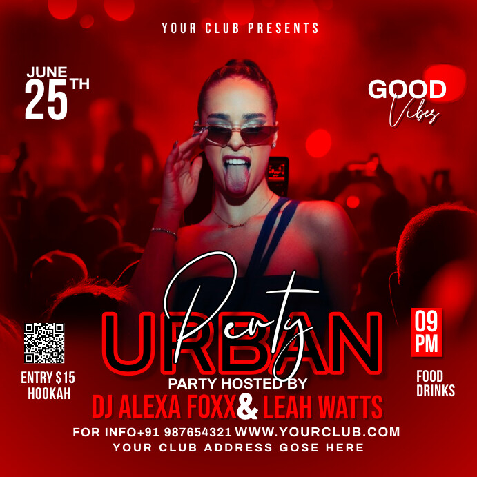 Red Maximalist Party Flyer Instagram Post Templat | PosterMyWall