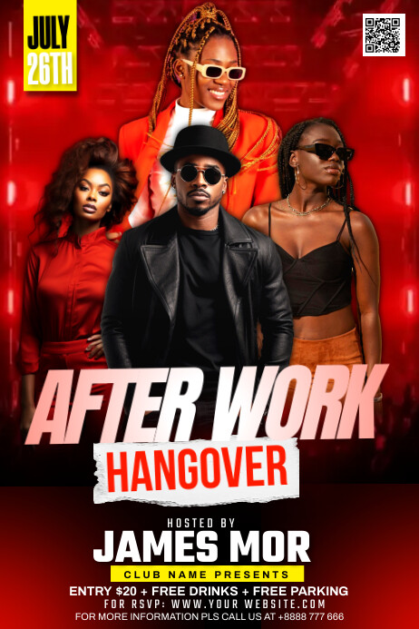 Red Maximalist Party Flyer Poster Templat | PosterMyWall