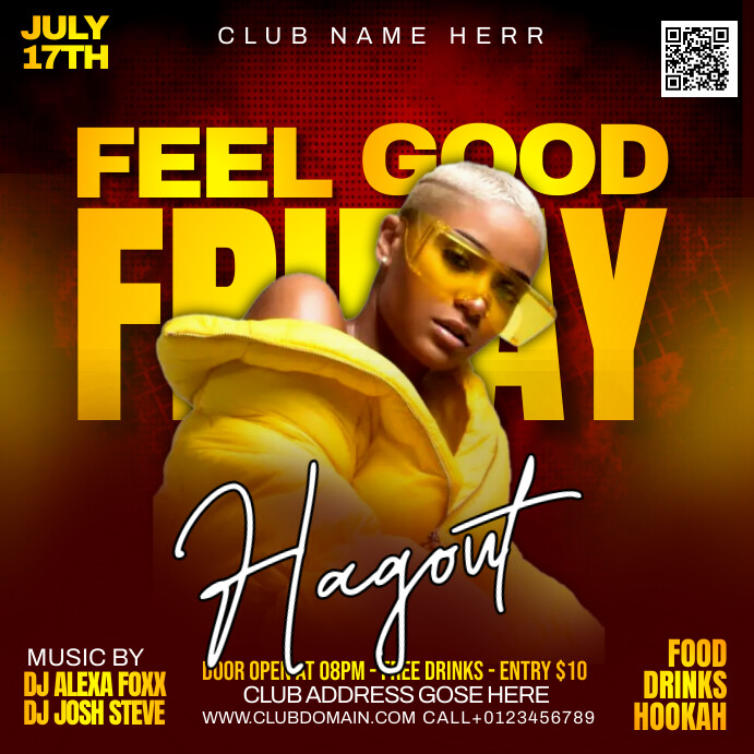 Red Maximalist Party Flyer Square (1:1) Template | PosterMyWall