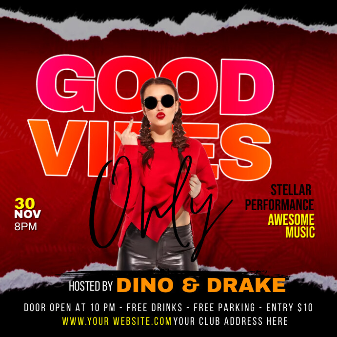 Plantilla de Red Maximalist Party Flyer Template Instagram | PosterMyWall