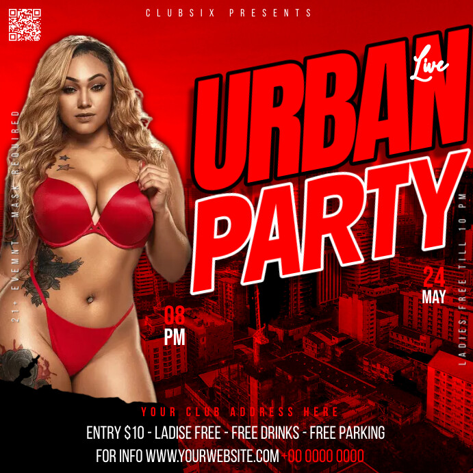 Red Maximalist Party Poster Instagram Post Template | PosterMyWall