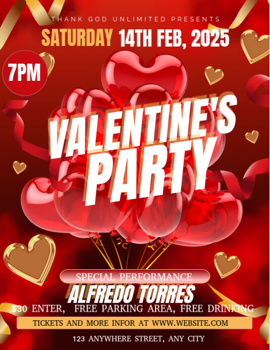 Red Maximalist Party Valentine's Flyer (us Letter) Template | PosterMyWall