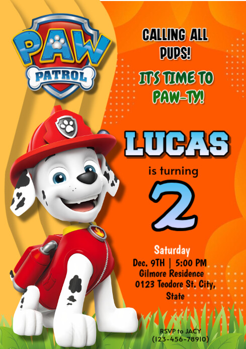 Red Maximalist Paw Patrol Birthday A4 Template | PosterMyWall