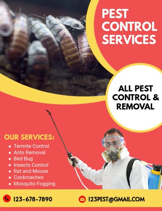 Red Maximalist Pest Control Services Flyer (us Letter) Template ...