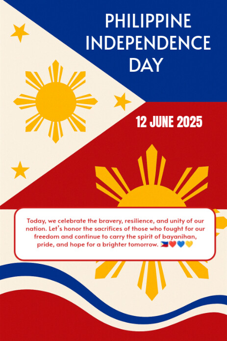 Red Maximalist Philippine Independence Day Pinterest Graphic Template | PosterMyWall