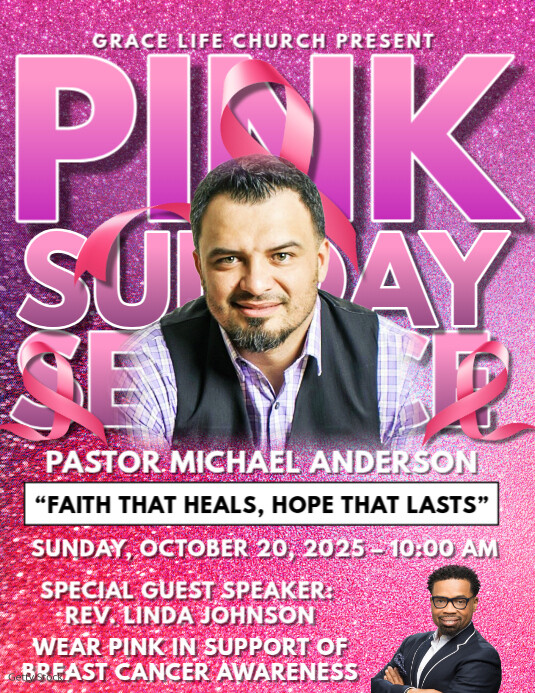 Red Maximalist Pink Sunday Service Flyer (us Letter) Template ...