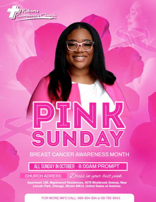 Red Maximalist Pink Sunday Service Promotion Template Flyer (us Letter ...