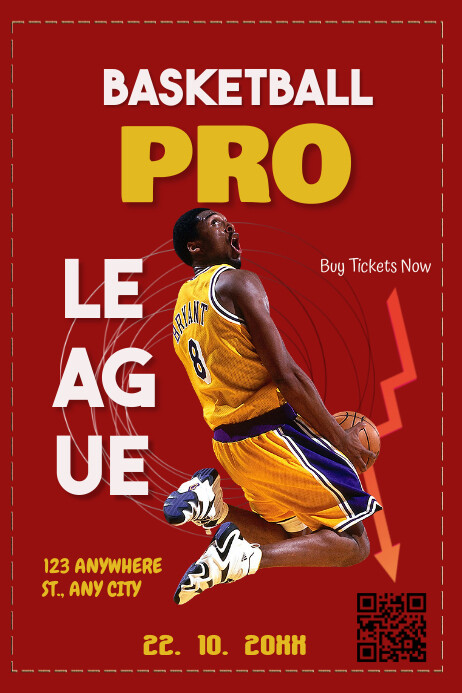 Red Maximalist Poster Basketball Poster-skabelon | PosterMyWall