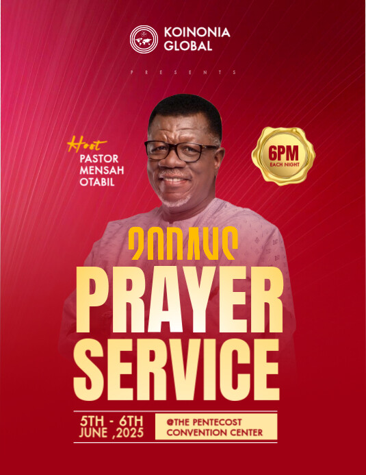 Red Maximalist Powerful Prayer Night Flyer | Fasting & Worship Service ...