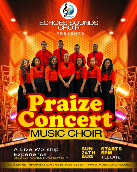 Red Maximalist Praise And Worship Choir Church Concert Invite Flyer ...