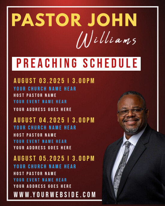 Copy of Red Maximalist Preaching Schedule Pastor Instagram Portrait ...