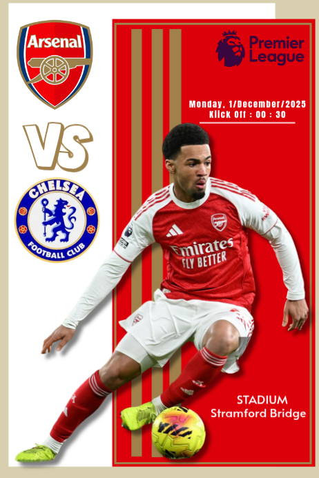 Red Maximalist Premier League Match Day Arsenal Vs Chelsea Poster ...