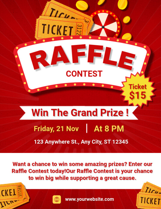 Copy of Red Maximalist Raffle Contest Flyer (us Letter) | PosterMyWall