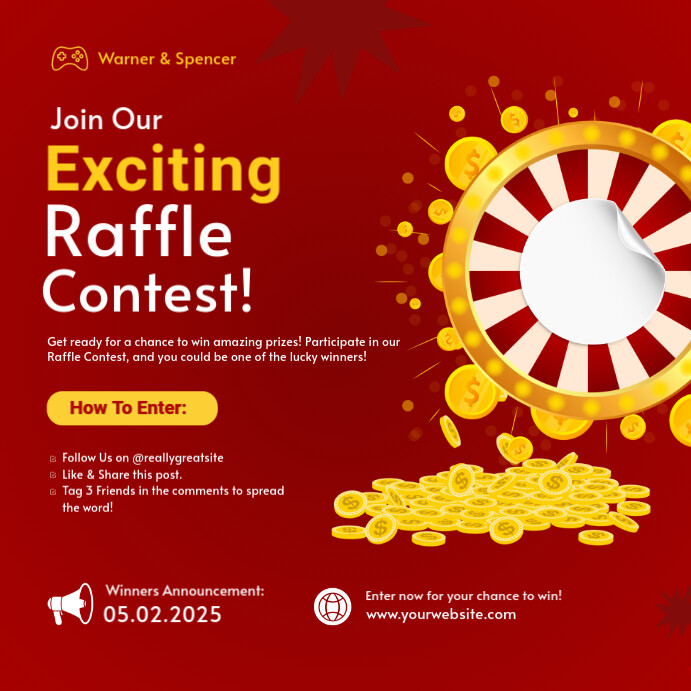 Red Maximalist Raffle Contest Instagram Post Templat | PosterMyWall