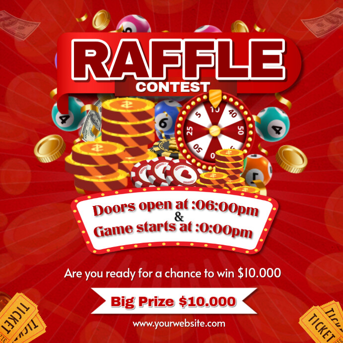 Red Maximalist Raffle Contest Instagram Post Template | PosterMyWall