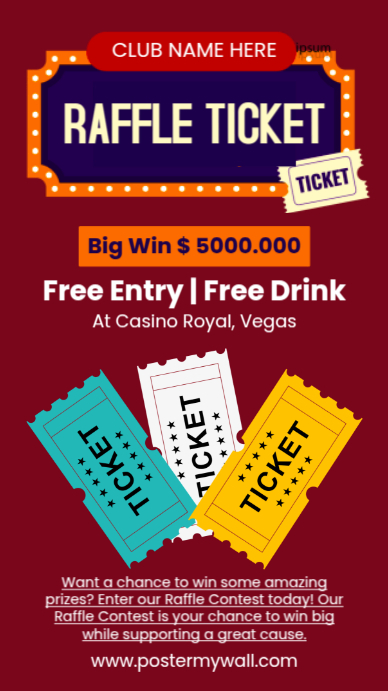 Red Maximalist Raffle Ticket Contest Instagram Story Template ...