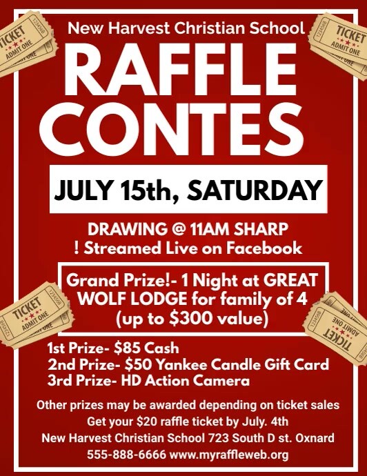 Copy of Red Maximalist Raffle Ticket Flyers Raffle Co | PosterMyWall