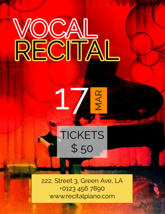 Red Maximalist Recital Flyer (us Letter) Template | PosterMyWall