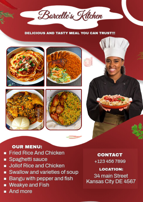 Copy of Red Maximalist Red and White restaurant menu A4 | PosterMyWall