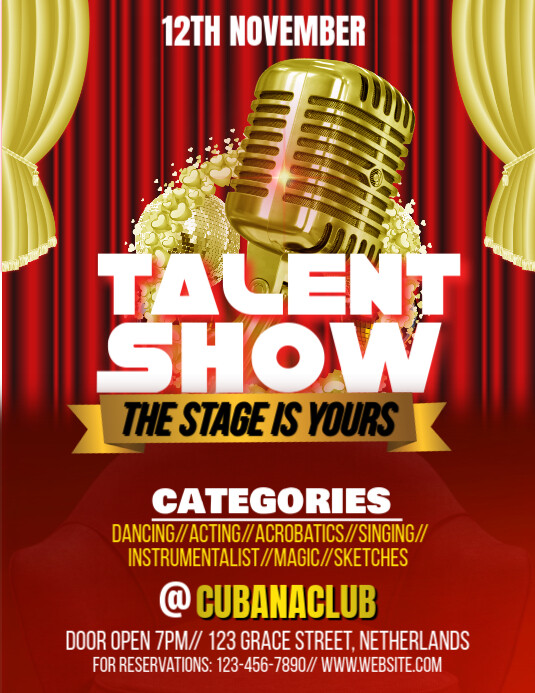 Red Maximalist Red and White talent show Flyer (us Letter) Template ...