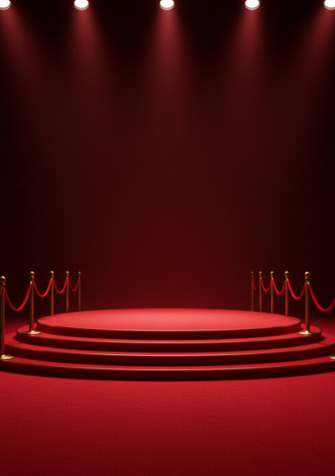 Red Maximalist Red Carpet Stage With Spotlight A4 Template | PosterMyWall