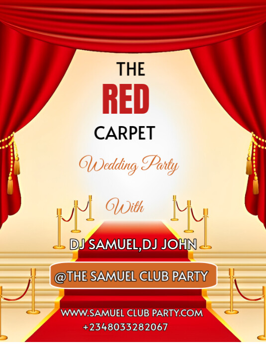 Plantilla de Red Maximalist Red Carpet Wedding Party Flyer Flyer (us Letter) | PosterMyWall