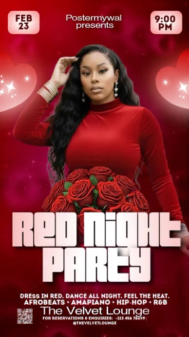 Copy of Red Maximalist Red Night Party Instagram Reel | PosterMyWall