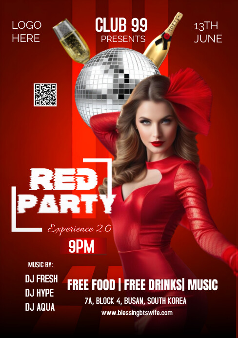 Modèle Red Maximalist Red Party Flyer A5 | PosterMyWall
