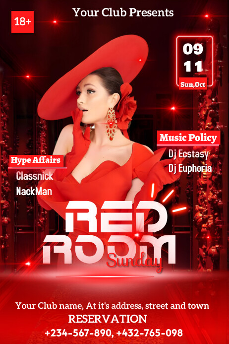 Copy of Red Maximalist Red Room Club Party Poster | PosterMyWall