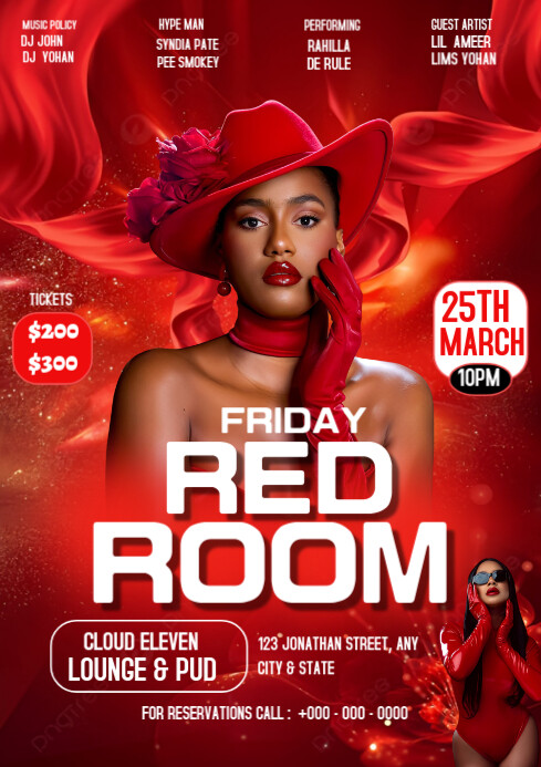 Copy of Red Maximalist Red Room / Ladies Party A4 | PosterMyWall