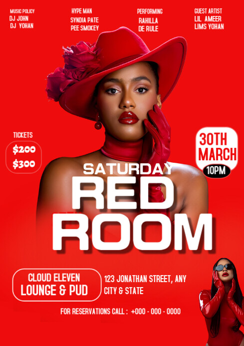 Red Maximalist Red Room Party/ Night Party/ Ladies Night Party A4 ...