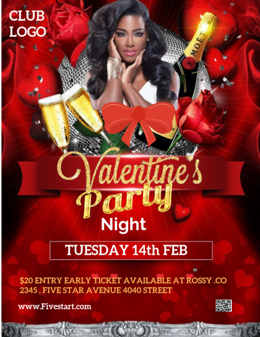 Red Maximalist Red Valentine Party Flyers Flyer (us Letter) Template | PosterMyWall