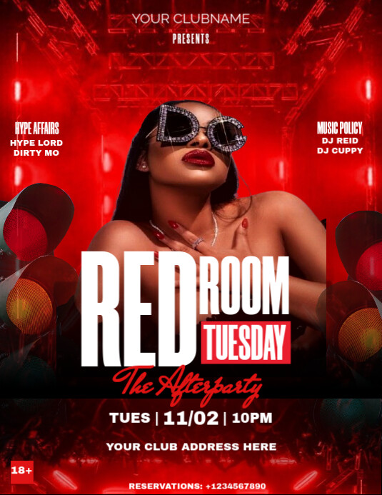 Copy of Red Maximalist Redroom Tuesday Party Flyer (us Letter ...