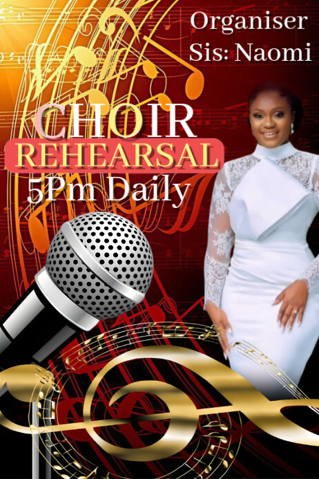 Red Maximalist Rehearsal Program Poster Template | PosterMyWall