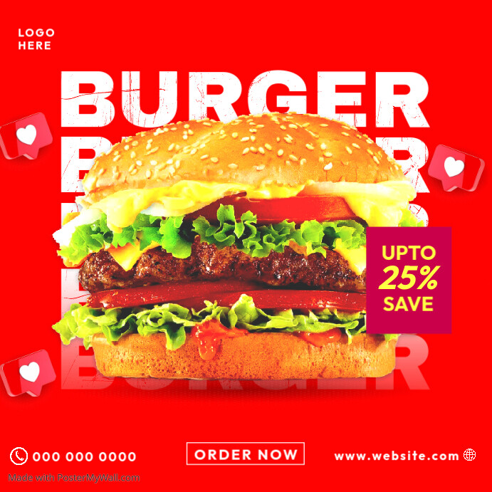 Red Maximalist Restaurant Ads Instagram Post Template | PosterMyWall